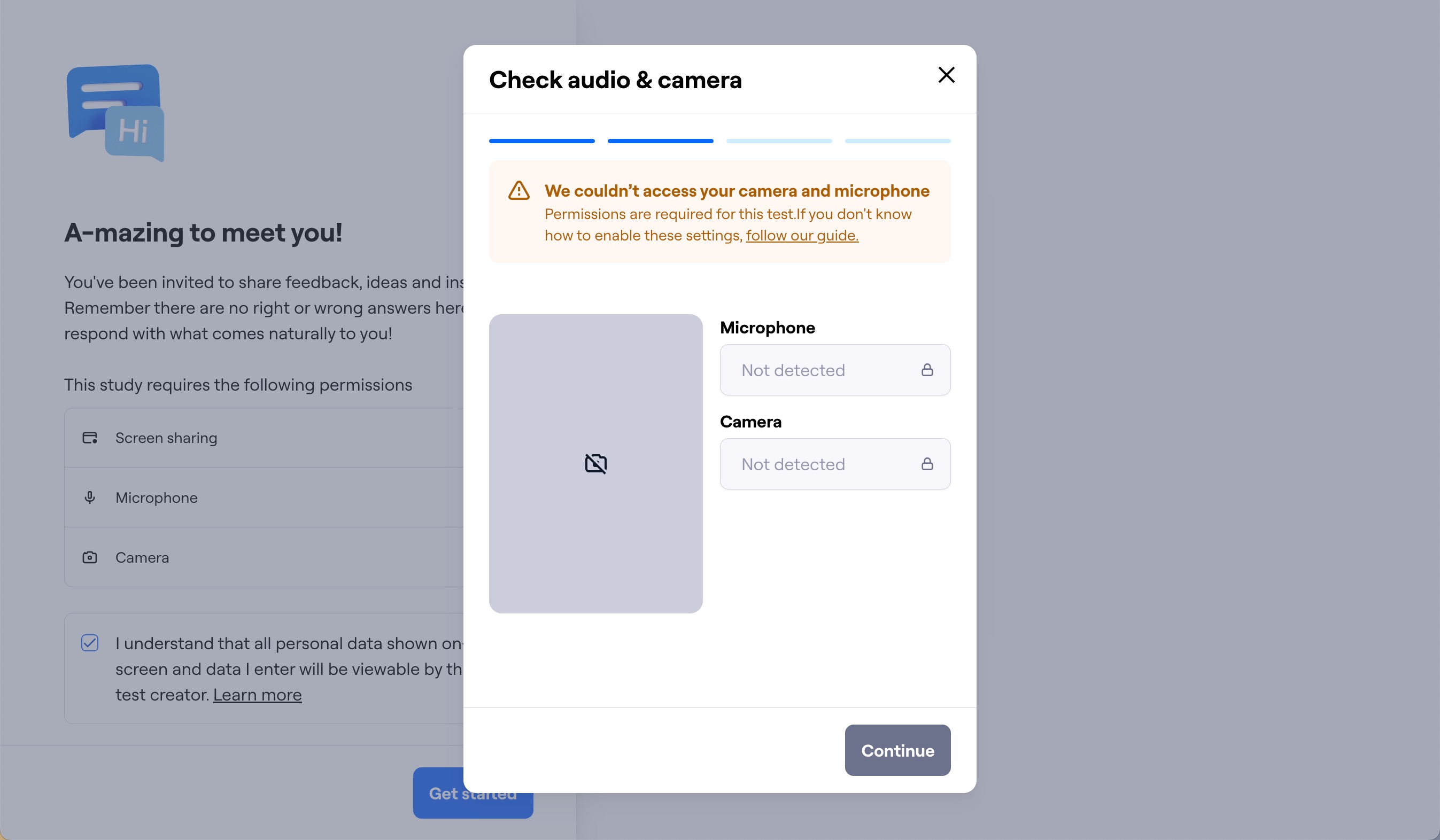 Why do I see a “We couldn’t access your camera and microphone” warning ...